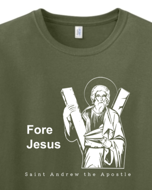 Fore Jesus - St. Andrew the Apostle Adult T-Shirt | Sock Religious ...